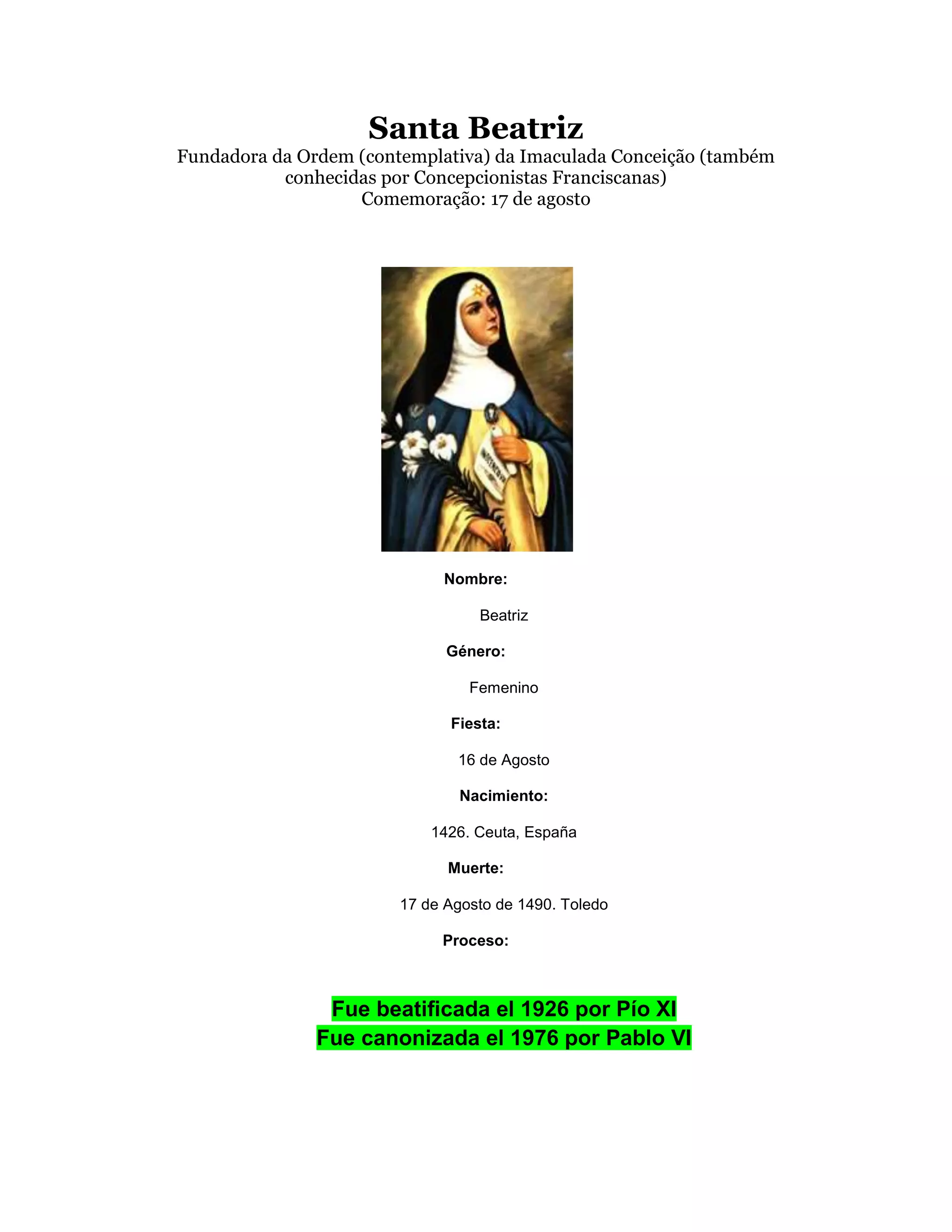 Santa beatriz da silva | DOCX