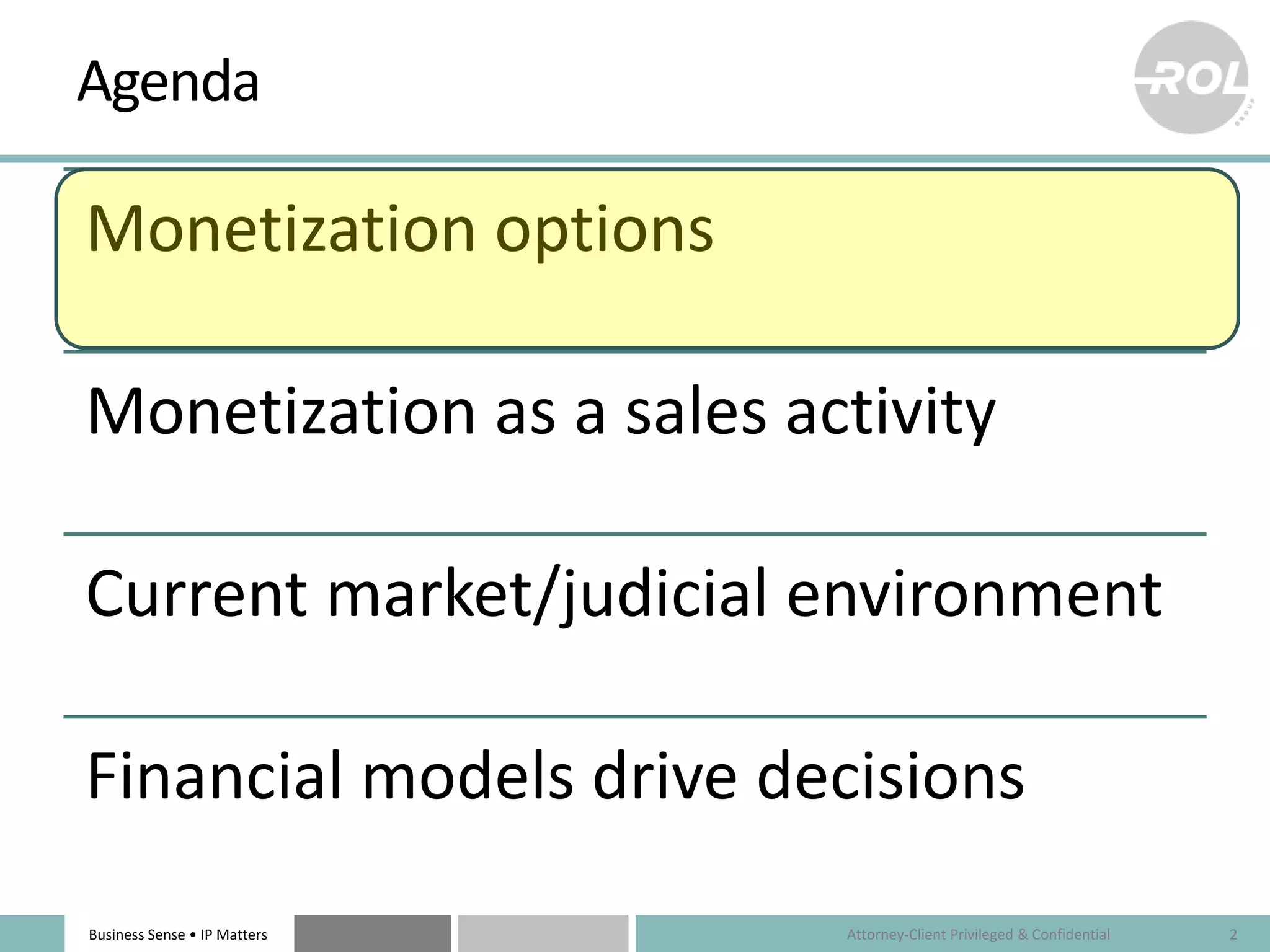 Monetization of IP - Santa Clara University School of Law | PPT