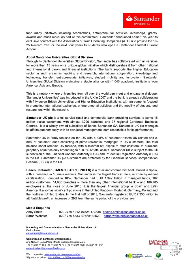 Santander launches new student smart card | PDF | Credit Cards ...