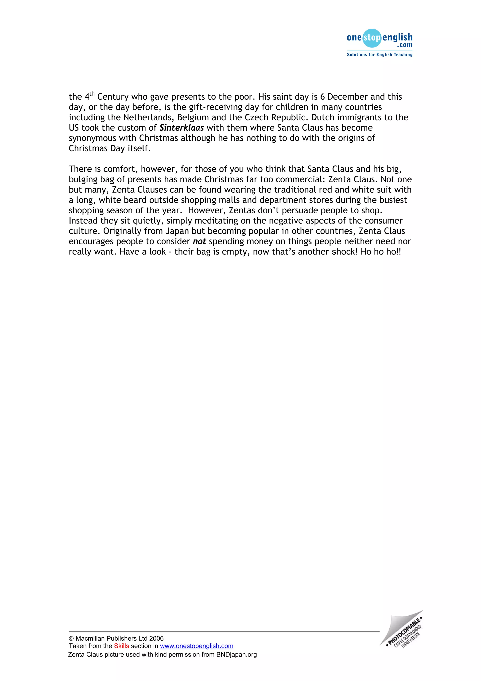 Santa Reading Upper Intermediate | PDF