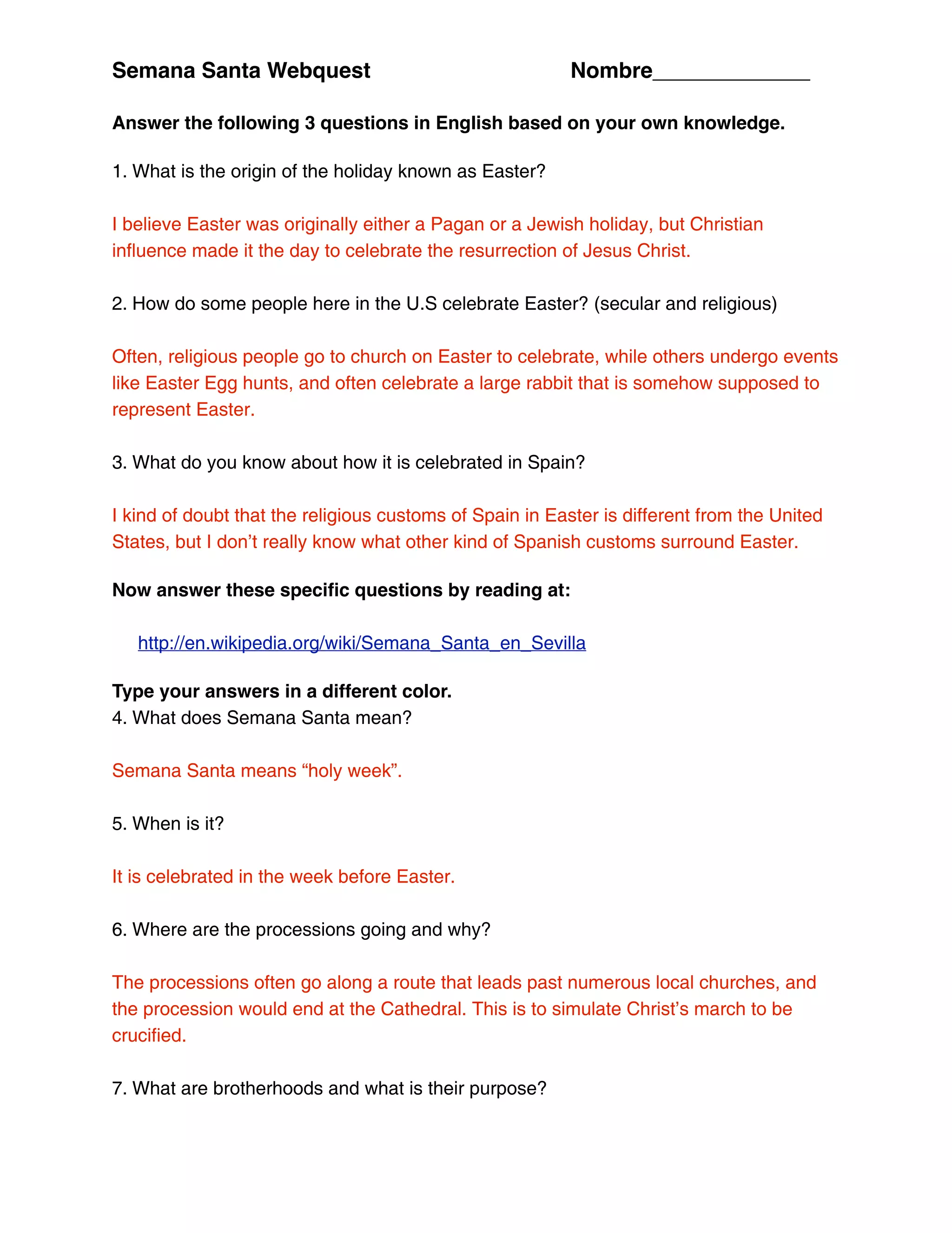 Santa semana webquest | PAGES