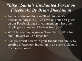Santa's enchanted forest on facebook | ODP