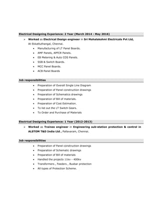 ELECTRICAL DESIGN ENGINEER LT & HT PANELS | PDF