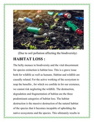 Biology project on Causes of loss of biodiversity | PDF
