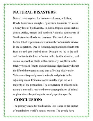 Biology project on Causes of loss of biodiversity | PDF