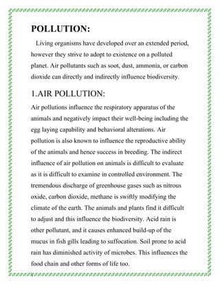 Biology project on Causes of loss of biodiversity | PDF