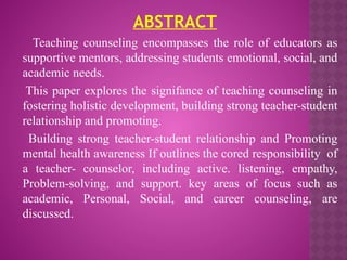 SANTHOSH C R__Role of teaching counseling #TMAP#.pptx | Professional School | Postgraduate Education