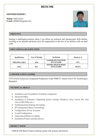 Santhosh Kumar C resume | PDF