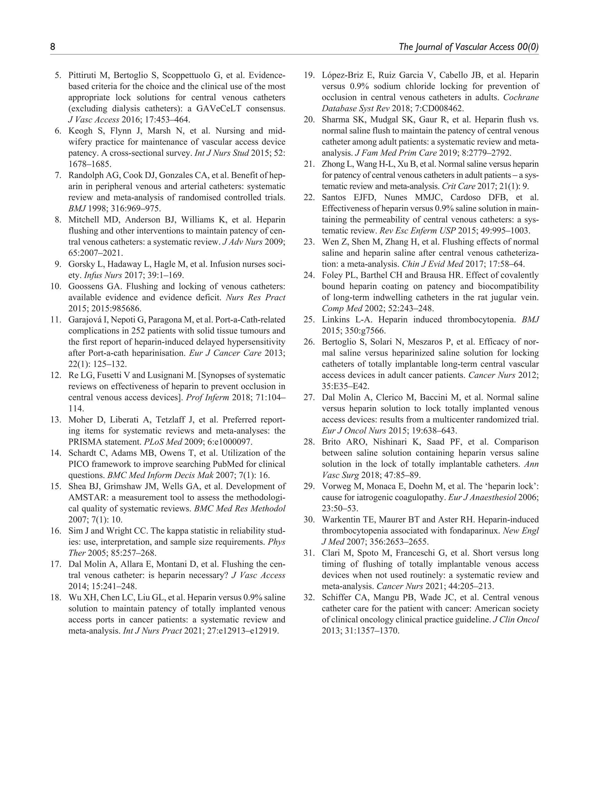 Heparin vs normal saline locking: overview of systematic reviews | PDF