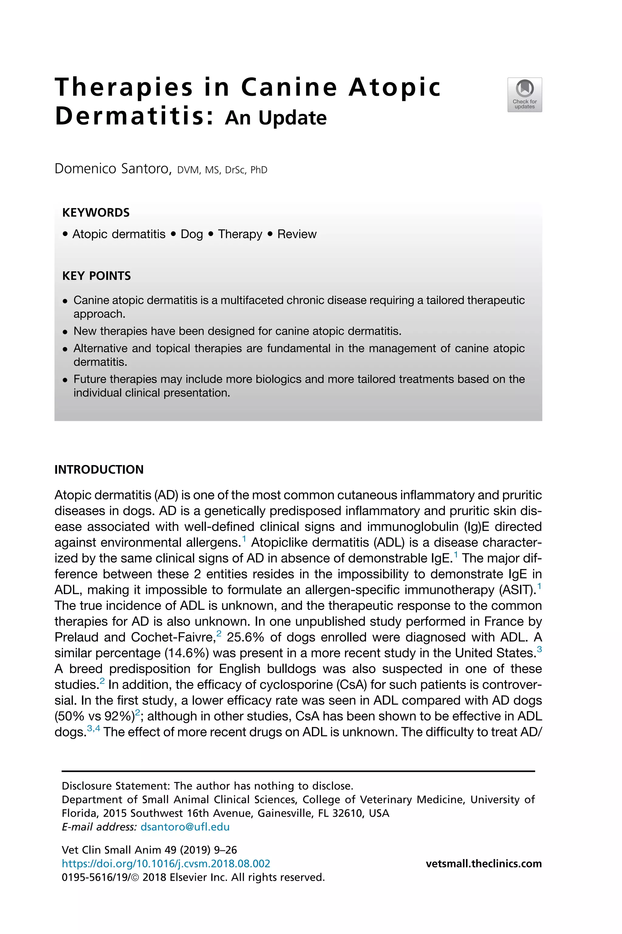 Therapies in canine atopic dermatitis | PDF