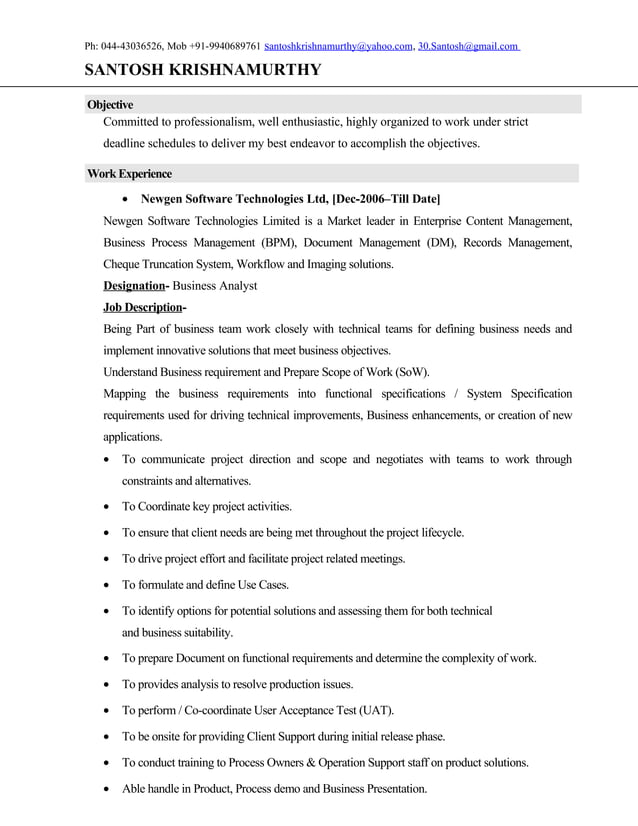 Santosh Cv | PDF