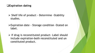 Expiry date , calculation of yields, production record review, change ...