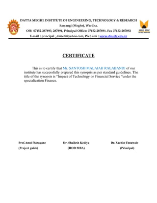 IMPACT OF TECHNOLOGY ON FINANCIAL SERVICES | DOC