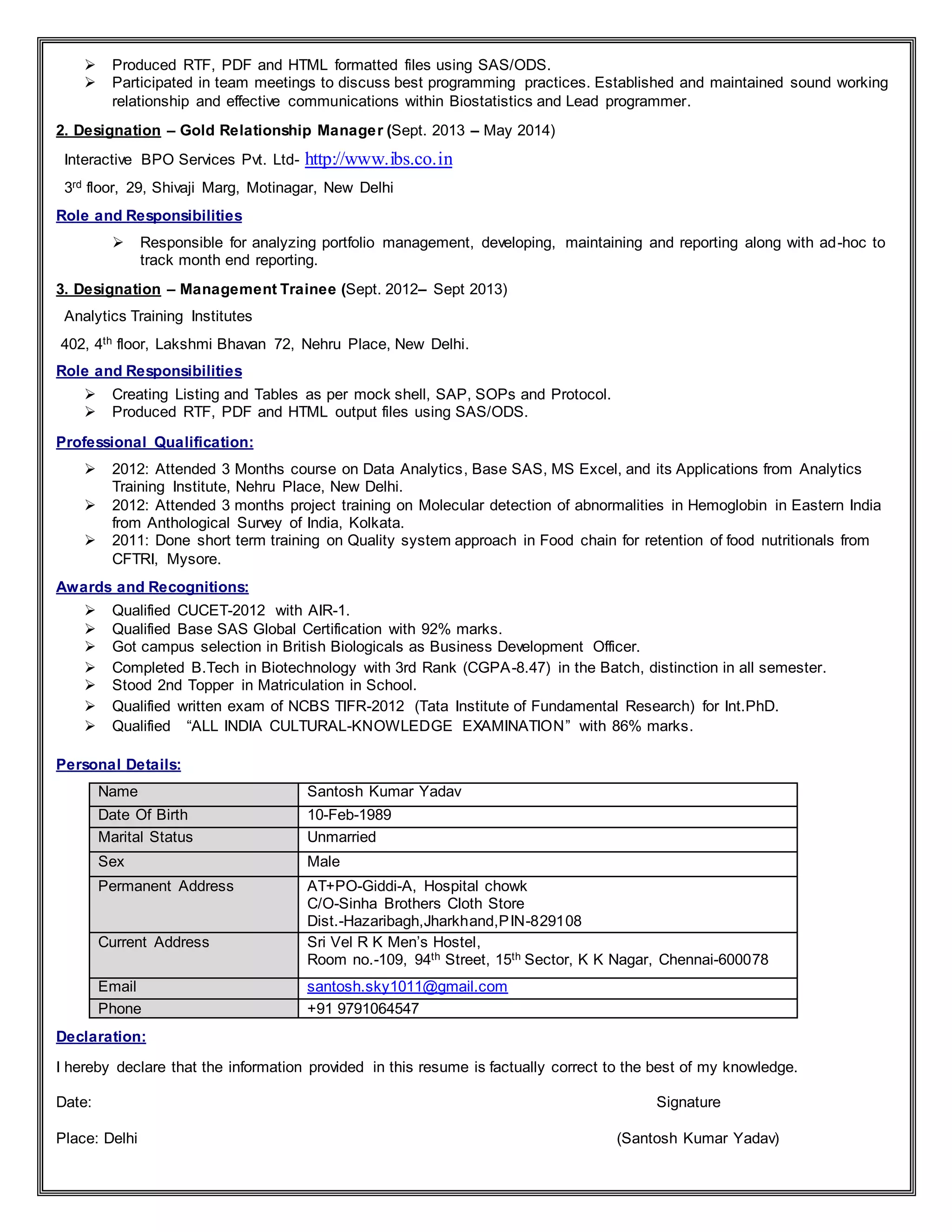 Santosh resume | DOCX