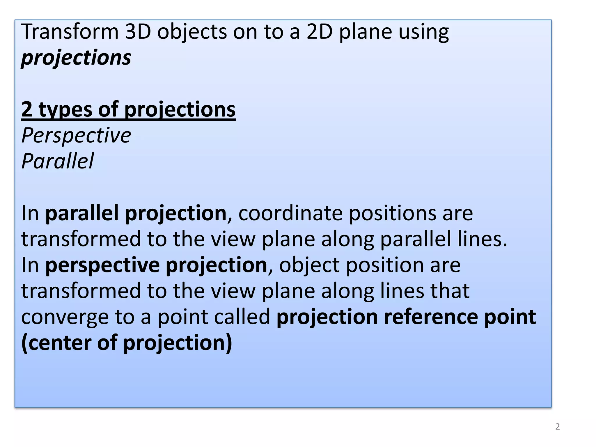 Projection In Computer Graphics | PPT Projection In Computer Graphics | PPT