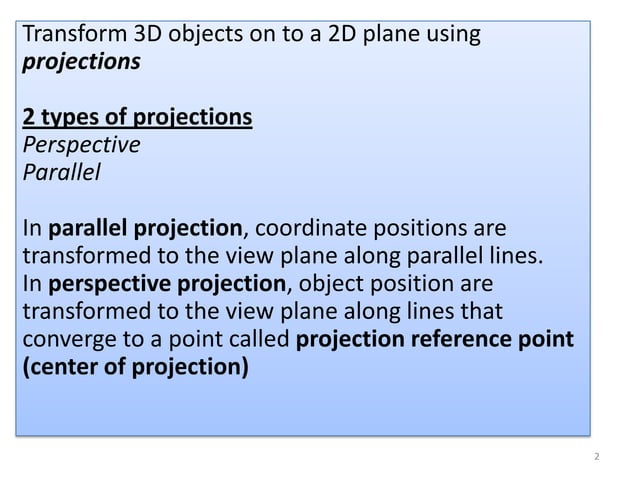Projection In Computer Graphics Pptx 3 D Graphics Computer Software And Applications