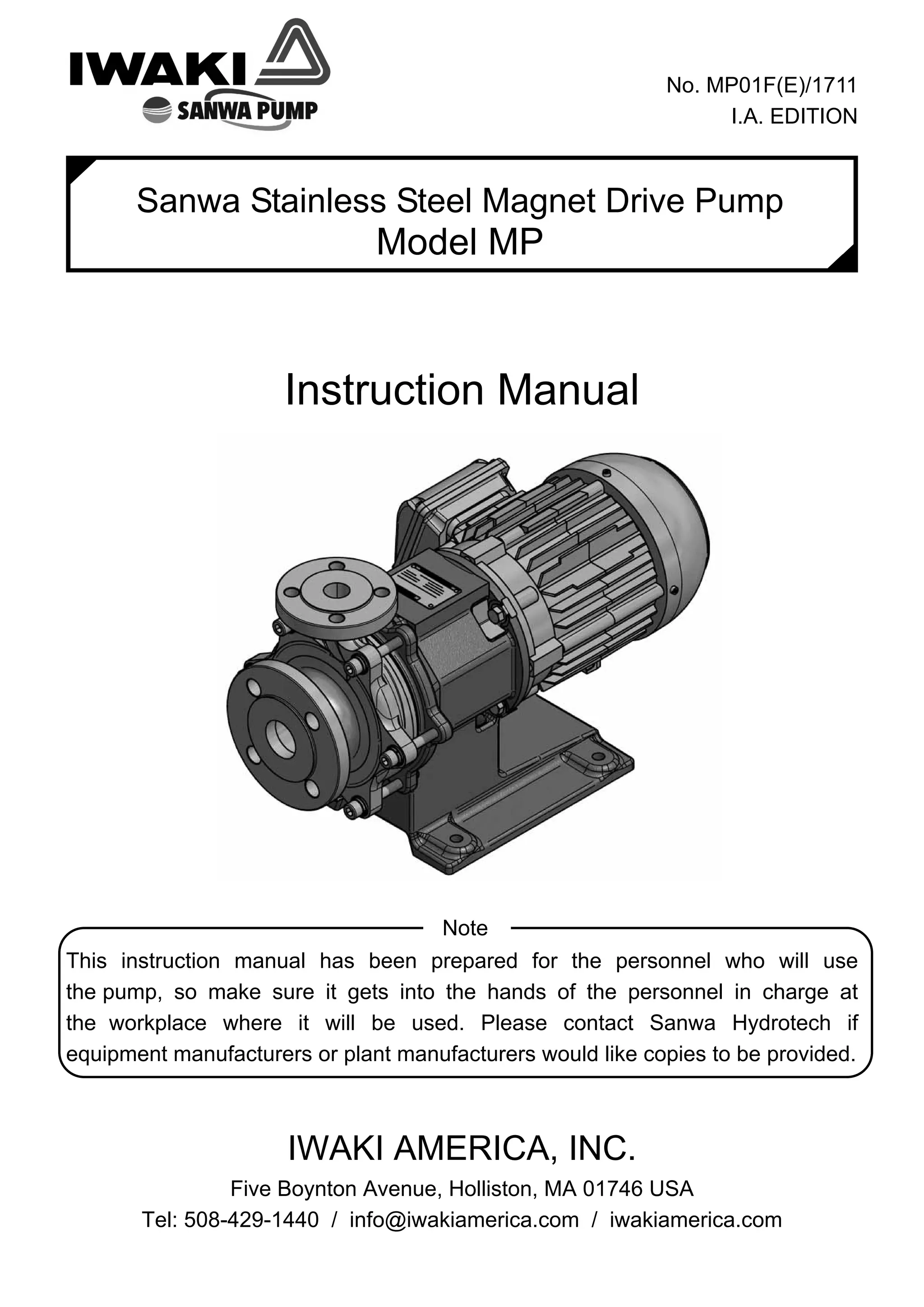 Sanwa Magnetic Drive Pump Manual | PDF