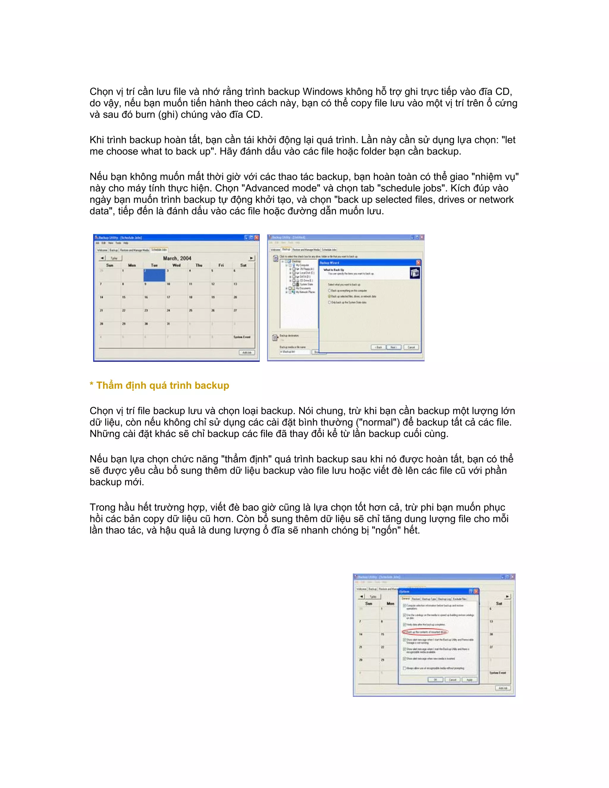 Sao luu va phuc hoi trong win xp | DOC