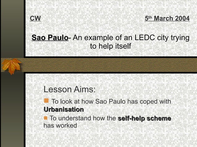 Sao Paulo An Example Of An Ledc | PPT