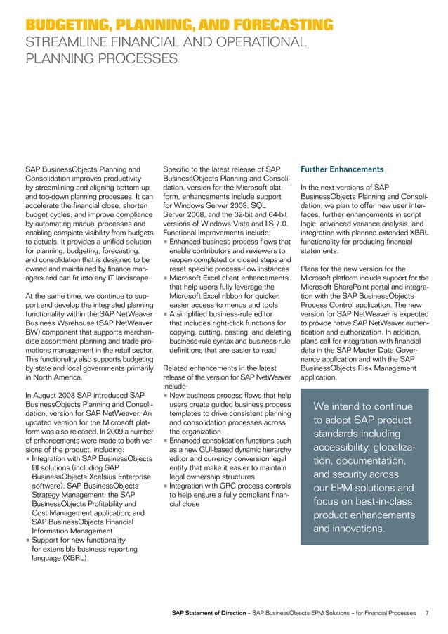 Sap Epm Statement Of Direction 2010 14 Pdf