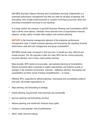 SAP BPC | PDF