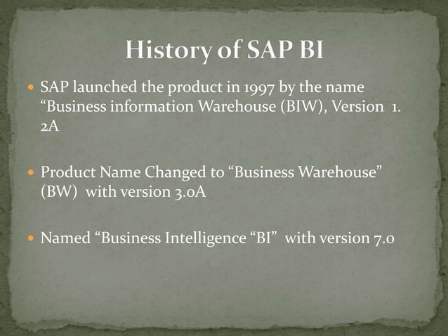 SAP BW Introduction. | PPTX | Databases | Computer Software and Applications
