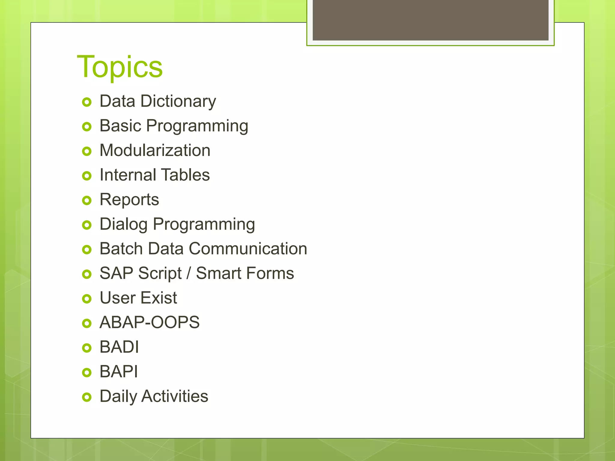 Sap Abap Pptx Databases Computer Software And Applications 5357