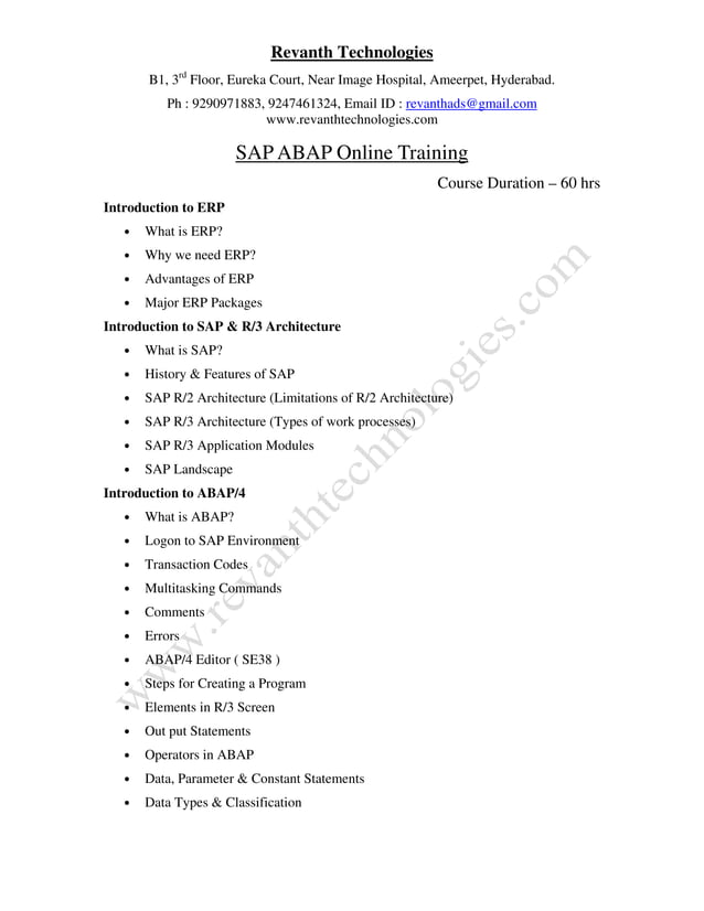 SAP ABAP Online Training | PDF