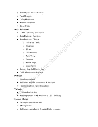 SAP ABAP Online Training | PDF