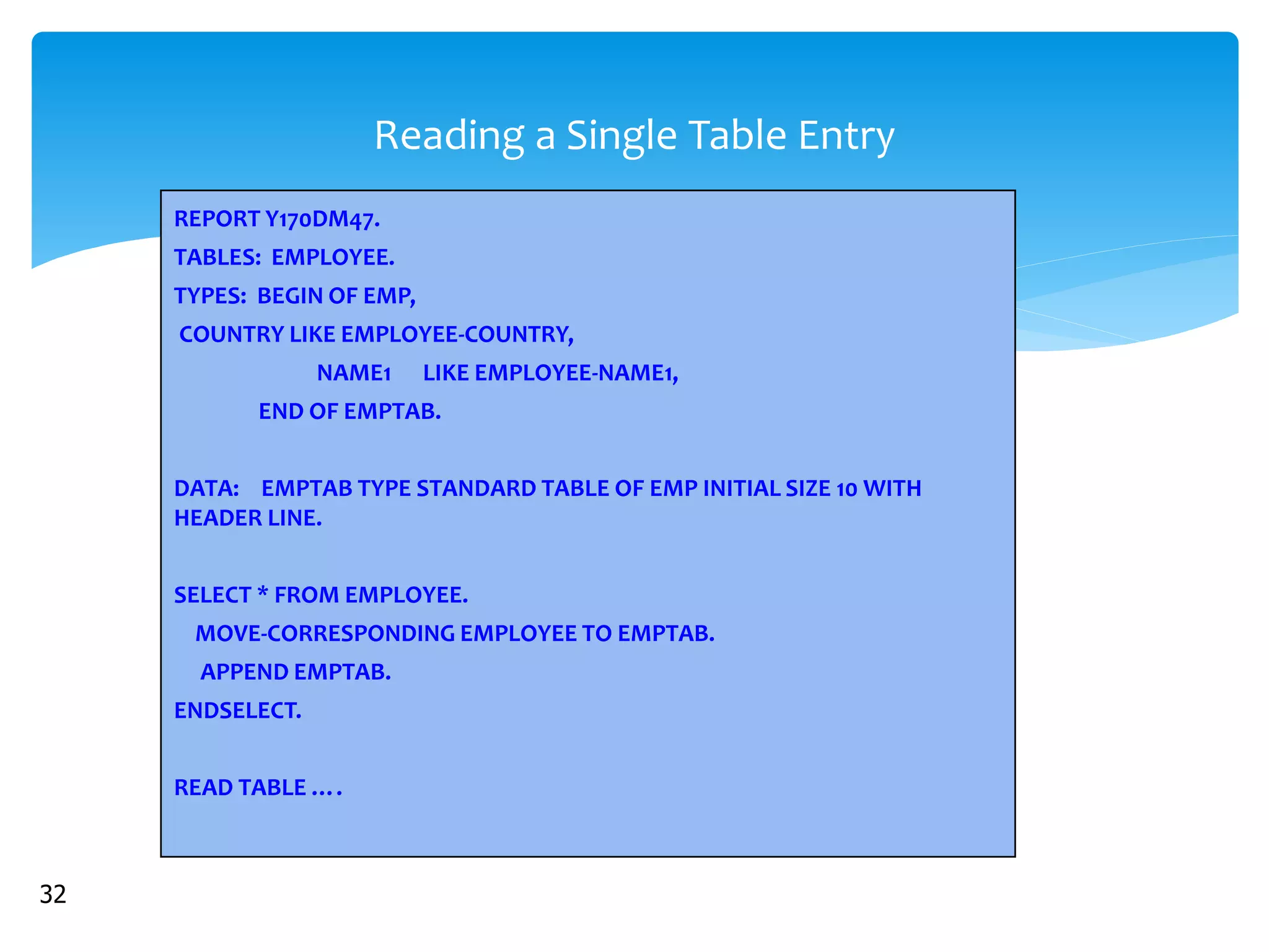 Sap Abap Data Structures And Internal Tables Pptx Databases Computer Software And Applications