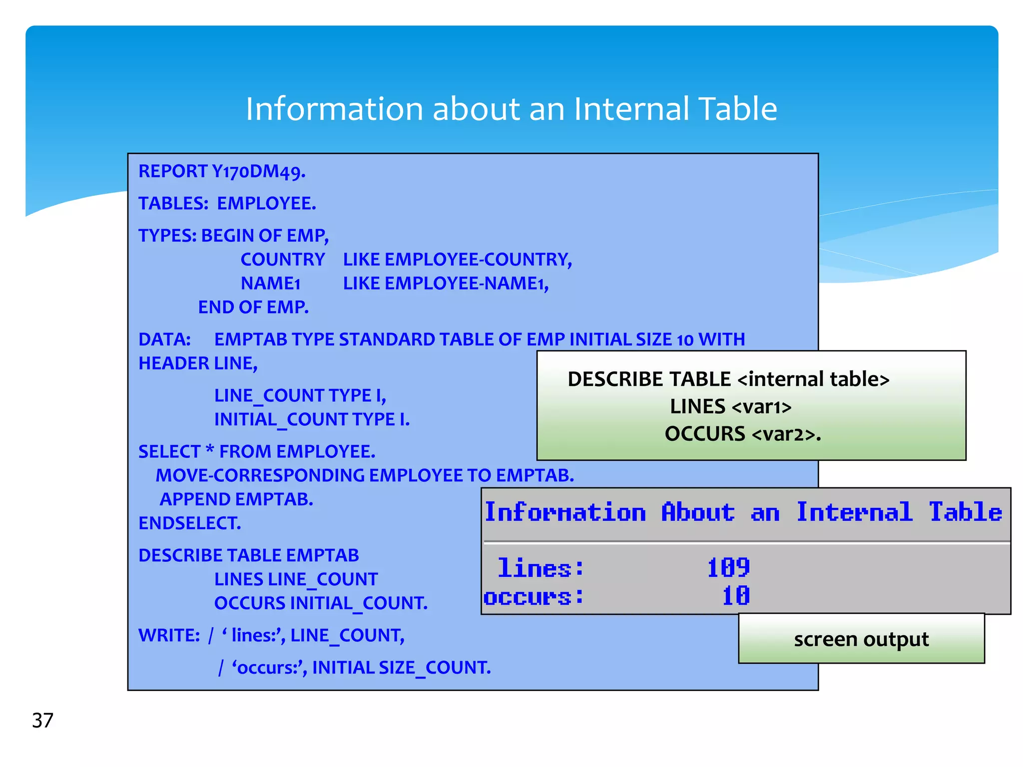 Sap Abap Data Structures And Internal Tables Pptx Databases Computer Software And Applications