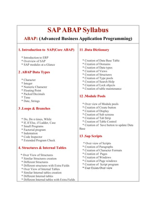 sap abap training in chennai | PDF