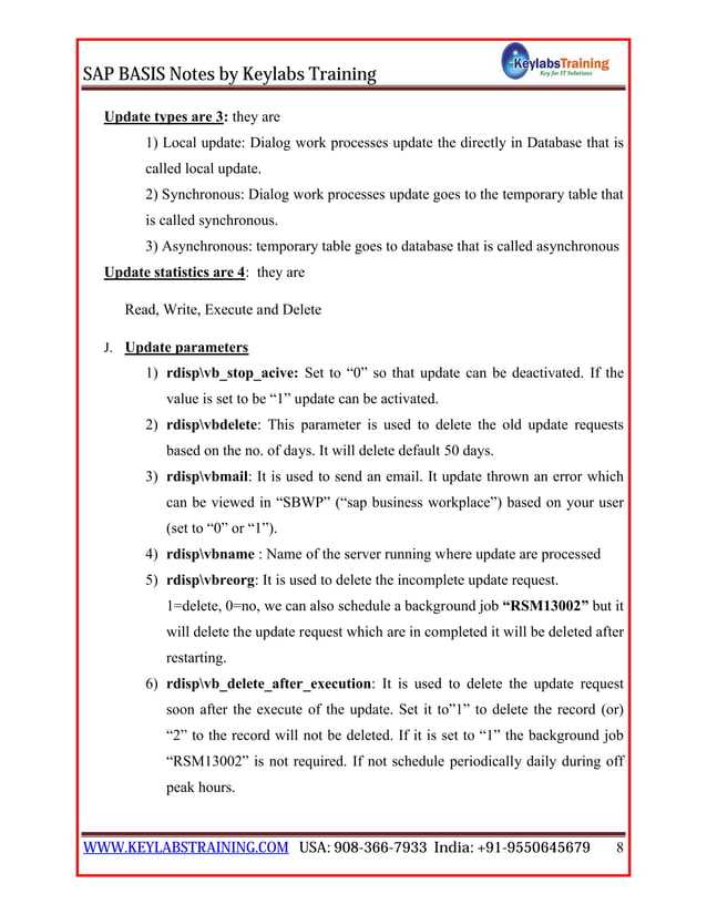 Sap basis-notes-keylabs-training | PDF
