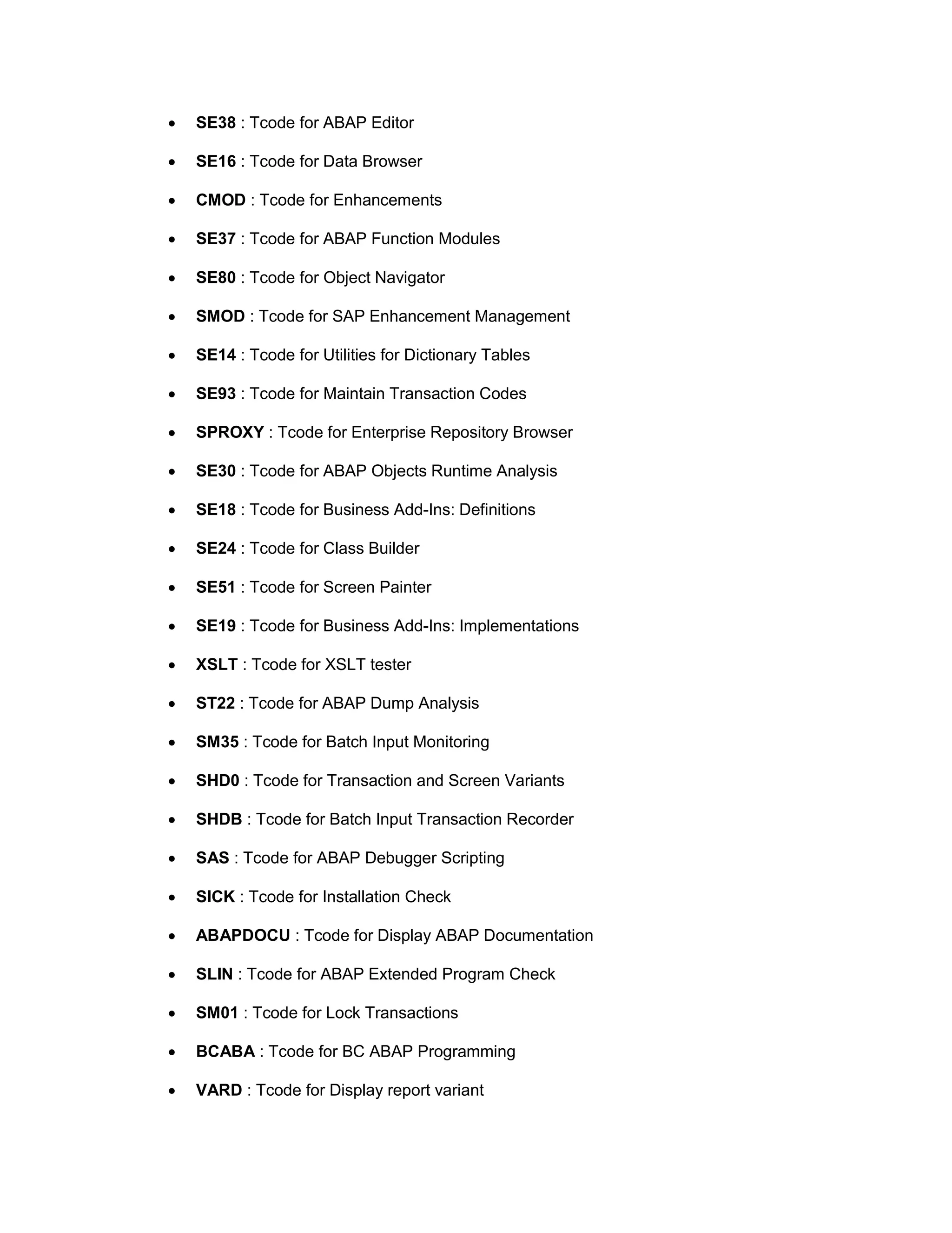Sap basis-transaction-codes | PDF