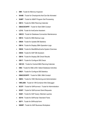 Sap basis-transaction-codes | PDF