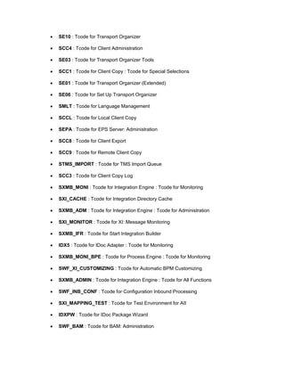 Sap basis-transaction-codes | PDF