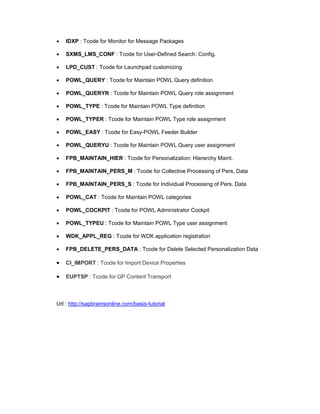 Sap basis-transaction-codes | PDF
