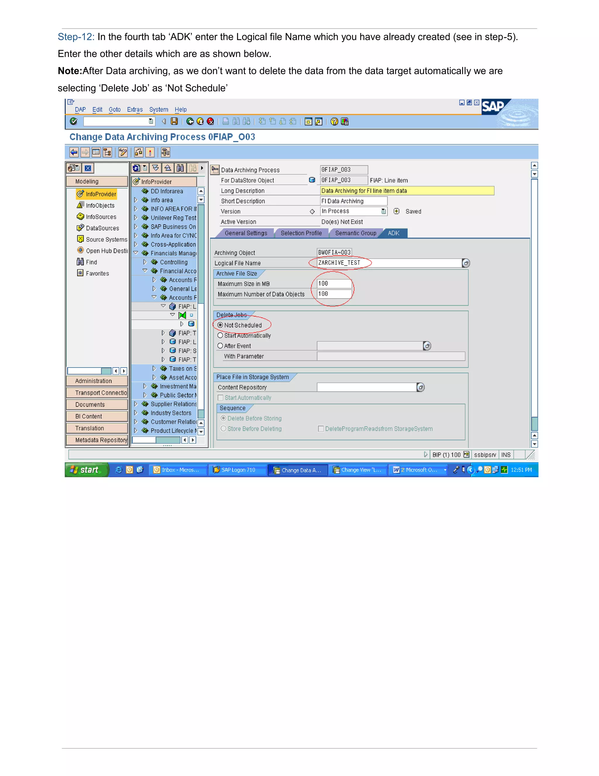 Sap bi step by step procedure for data archiving by adk and reloading archived data | PDF