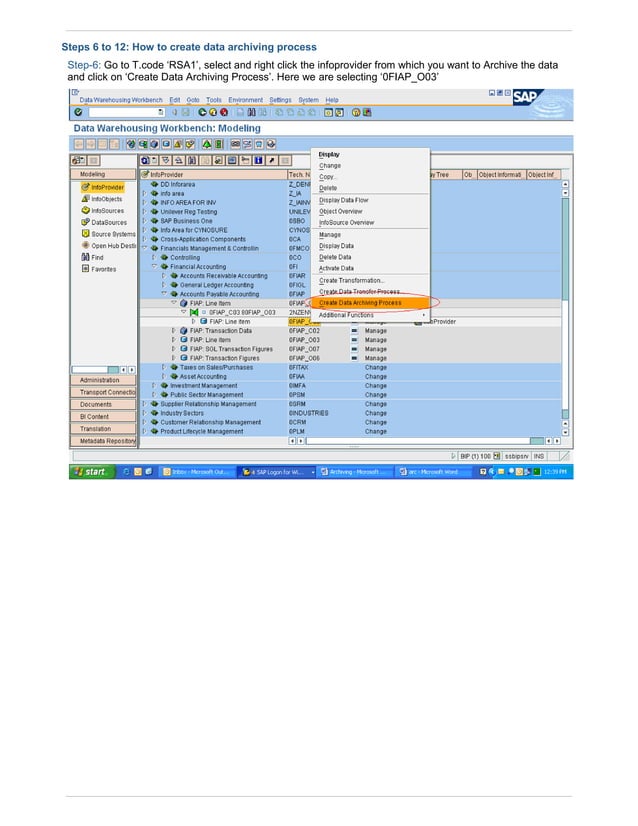 Sap bi step by step procedure for data archiving by adk and reloading archived data | PDF