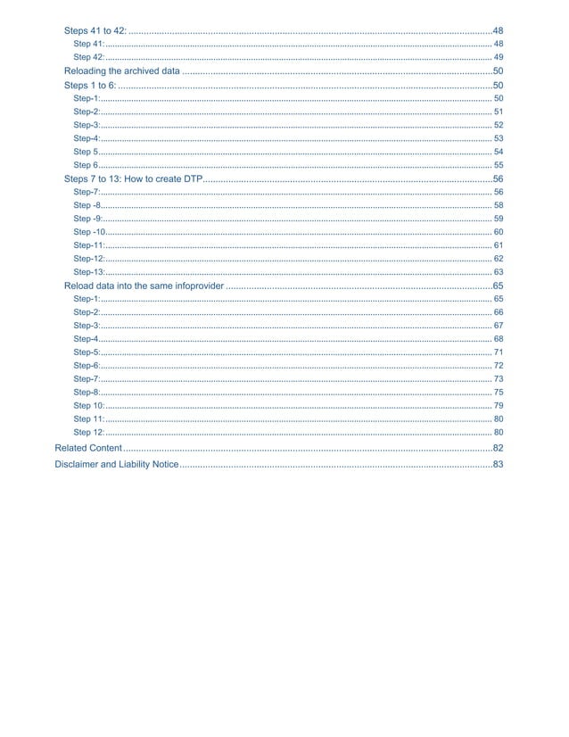 Sap bi step by step procedure for data archiving by adk and reloading archived data | PDF