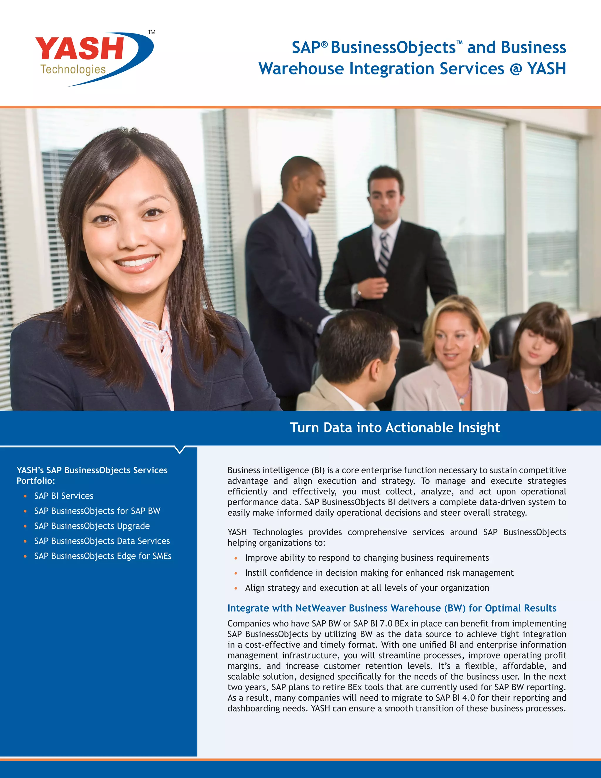 SAP BusinessObjects and Business Warehouse Integration Services @ YASH | PDF