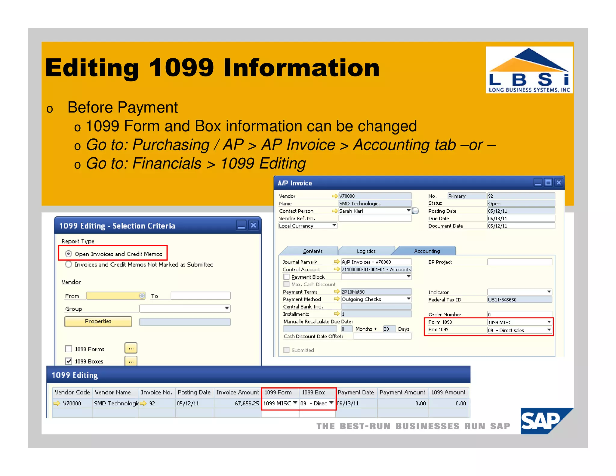 SAP business-one-1099-setup-and-processing | PDF