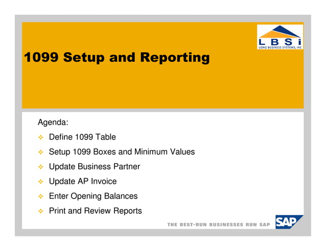 SAP business-one-1099-setup-and-processing | PDF | Personal Taxes | Personal Finance