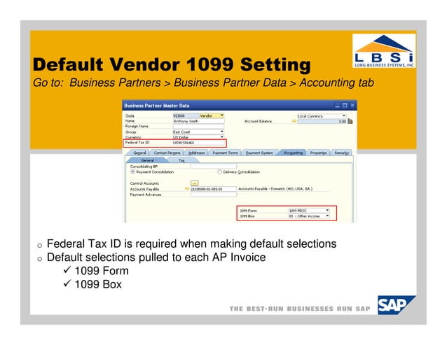 SAP business-one-1099-setup-and-processing | PDF | Personal Taxes | Personal Finance