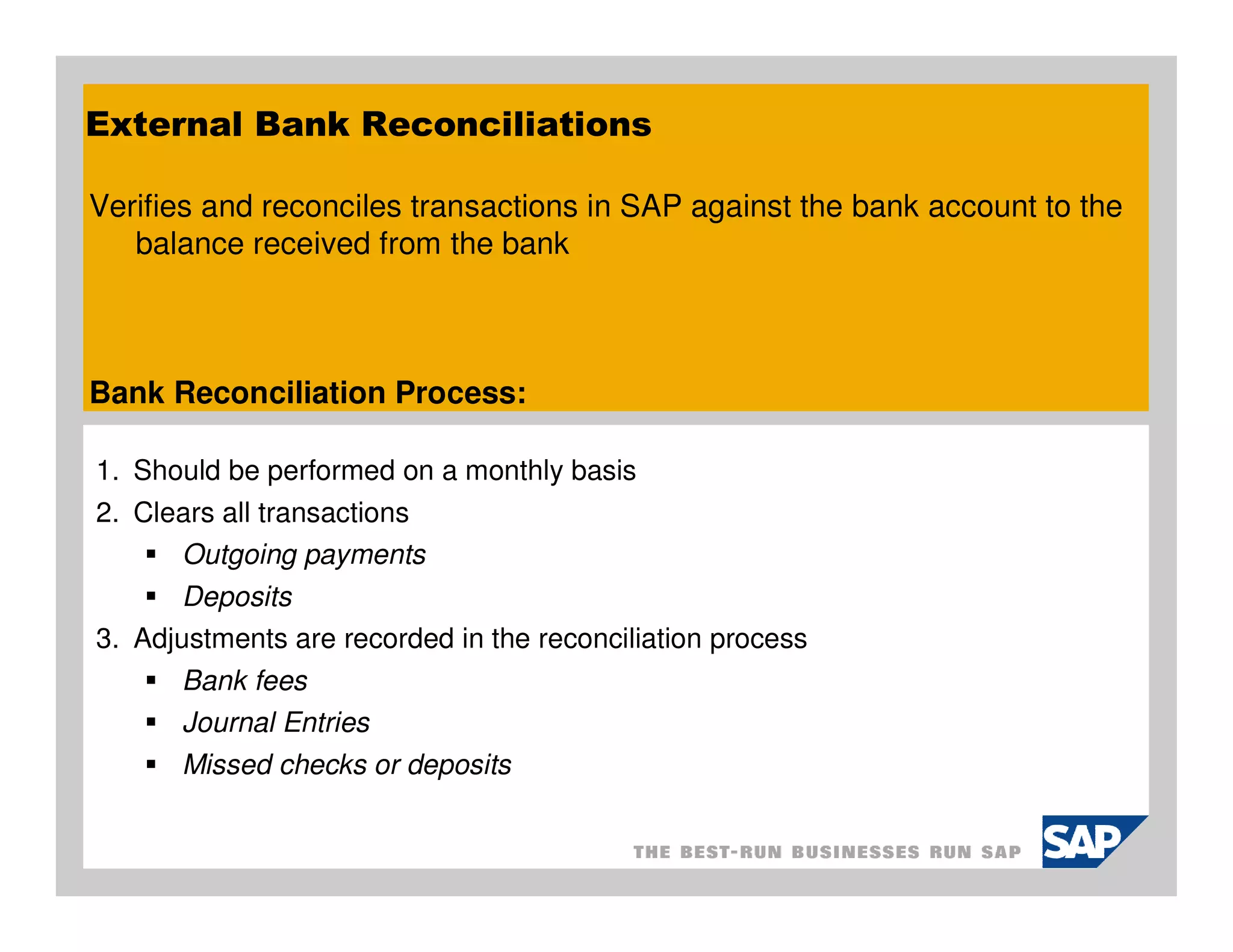 Sap business-one-bank-reconciliation | PDF