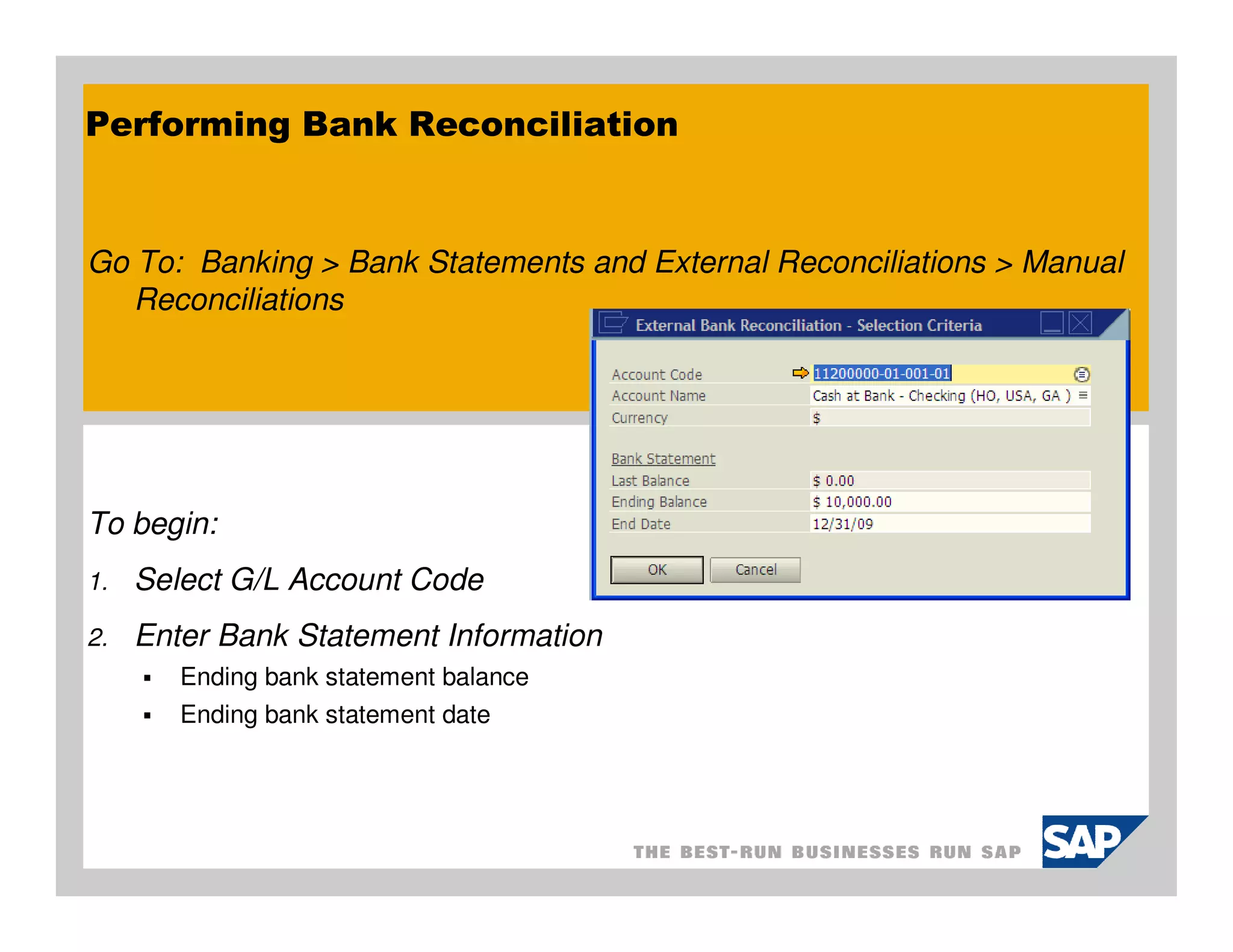 Sap business-one-bank-reconciliation | PDF