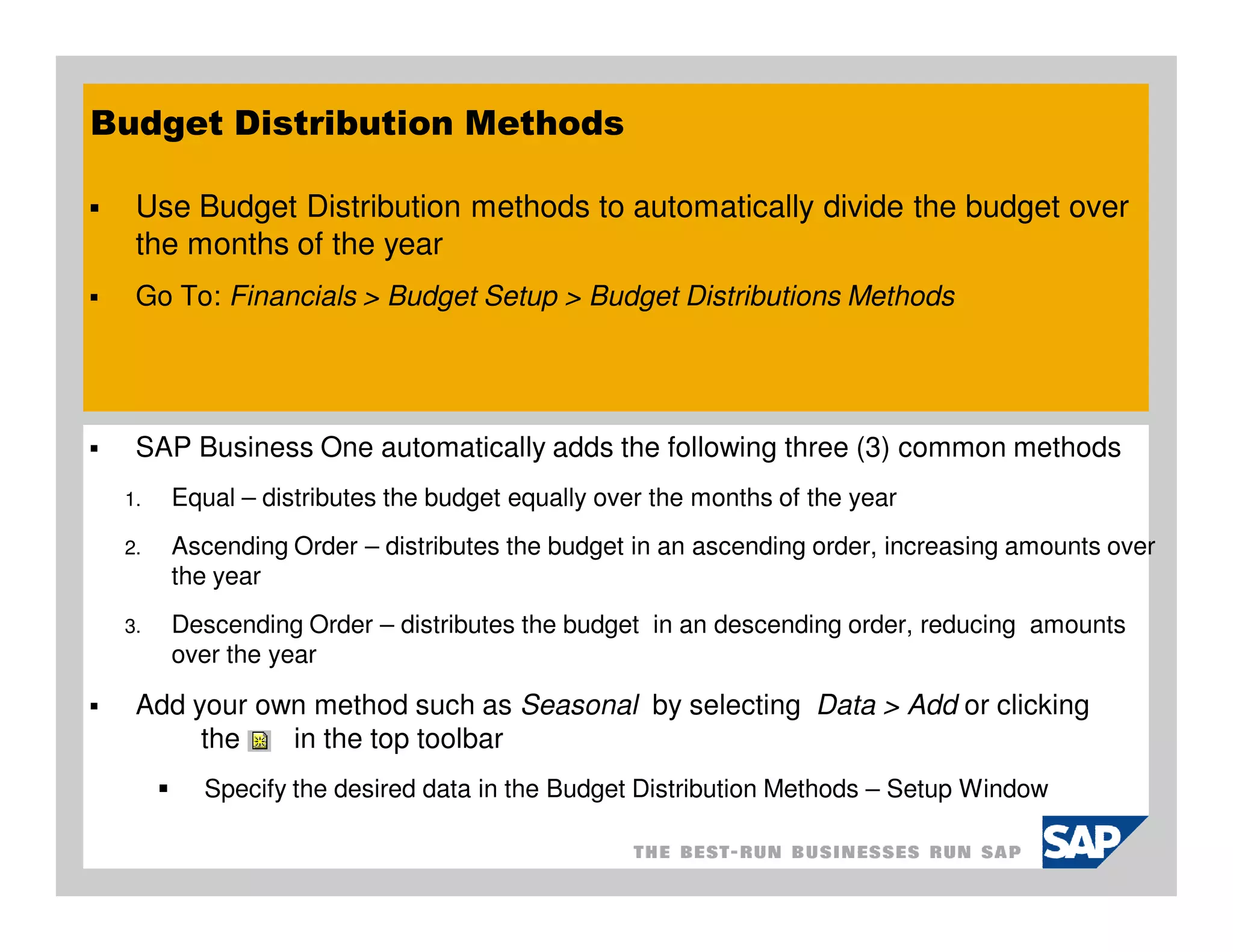 Sap business-one-budgets | PDF