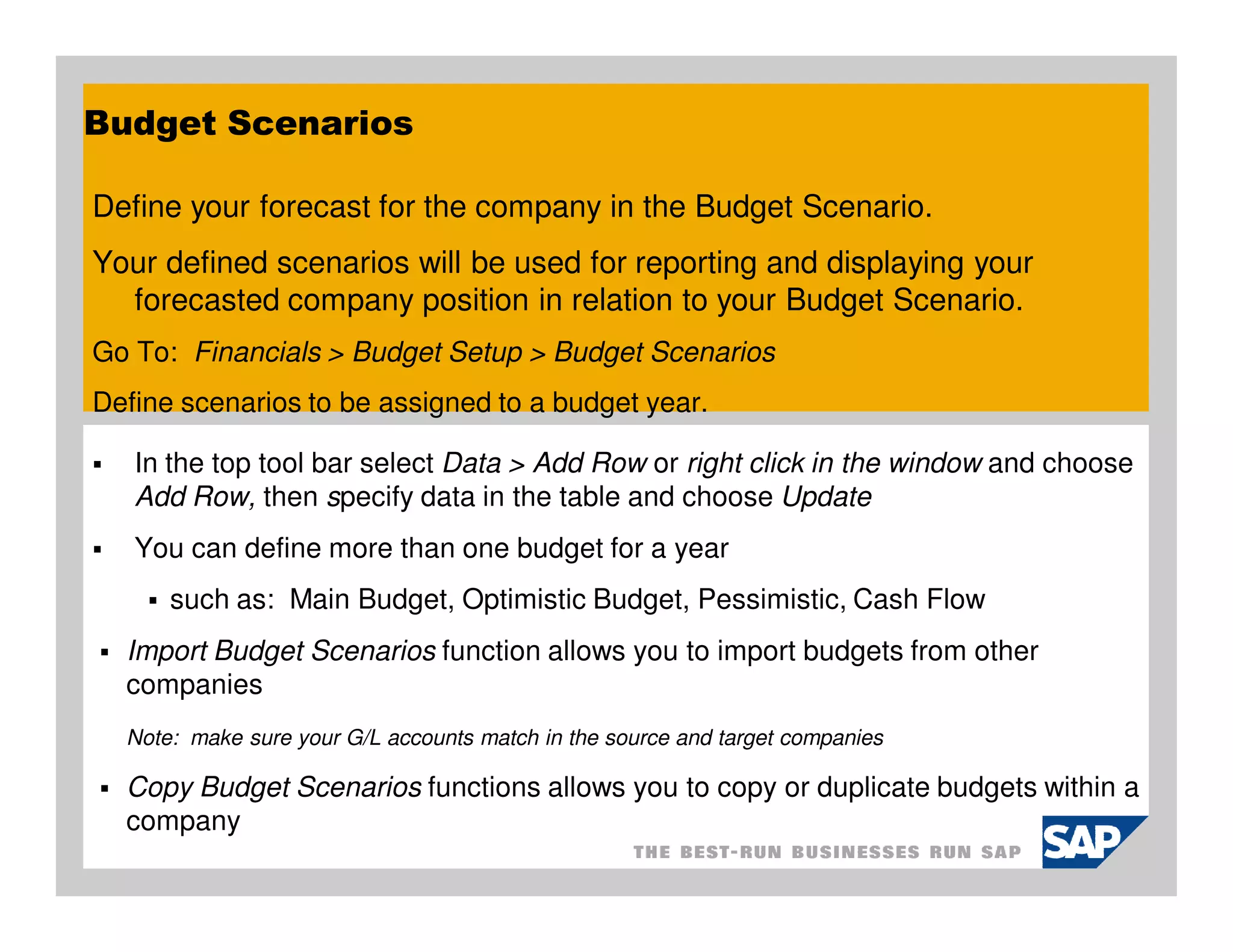 Sap business-one-budgets | PDF
