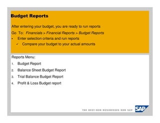 Sap business-one-budgets | PDF