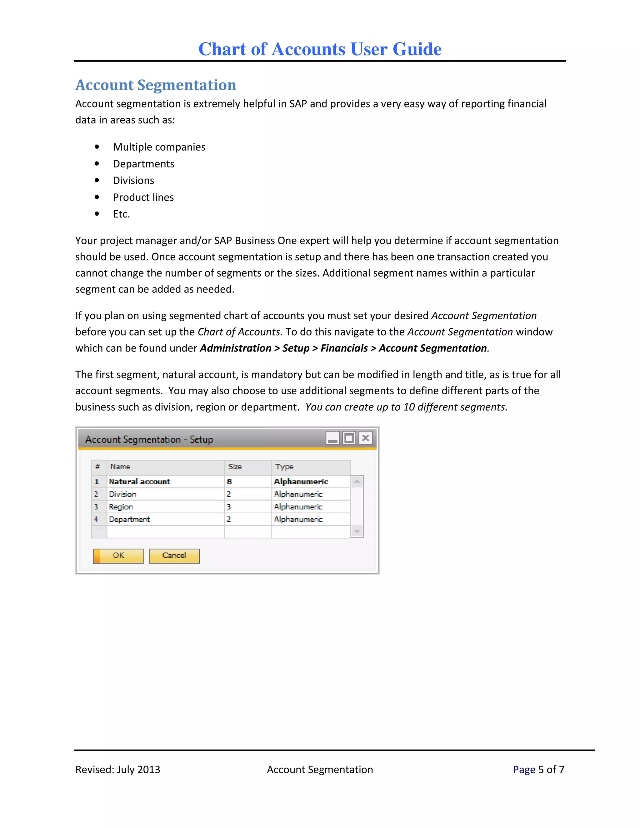 Chart of Accounts Setup in SAP Business One version 9.0 | PDF